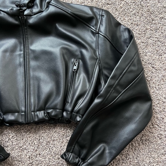 khy | Jackets & Coats | New Khy Faux Leather Cropped Hooded Jacket ...
